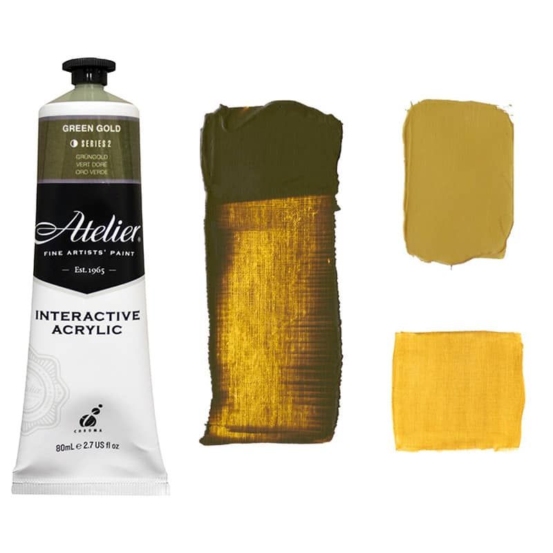 Atelier Interactive Acrylic - Green Gold, 80ml | Jerry's Artarama