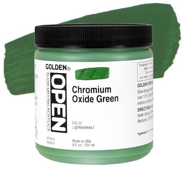 GOLDEN Open Acrylic Paints Chromium Oxide Green 8 oz | Jerry's Artarama