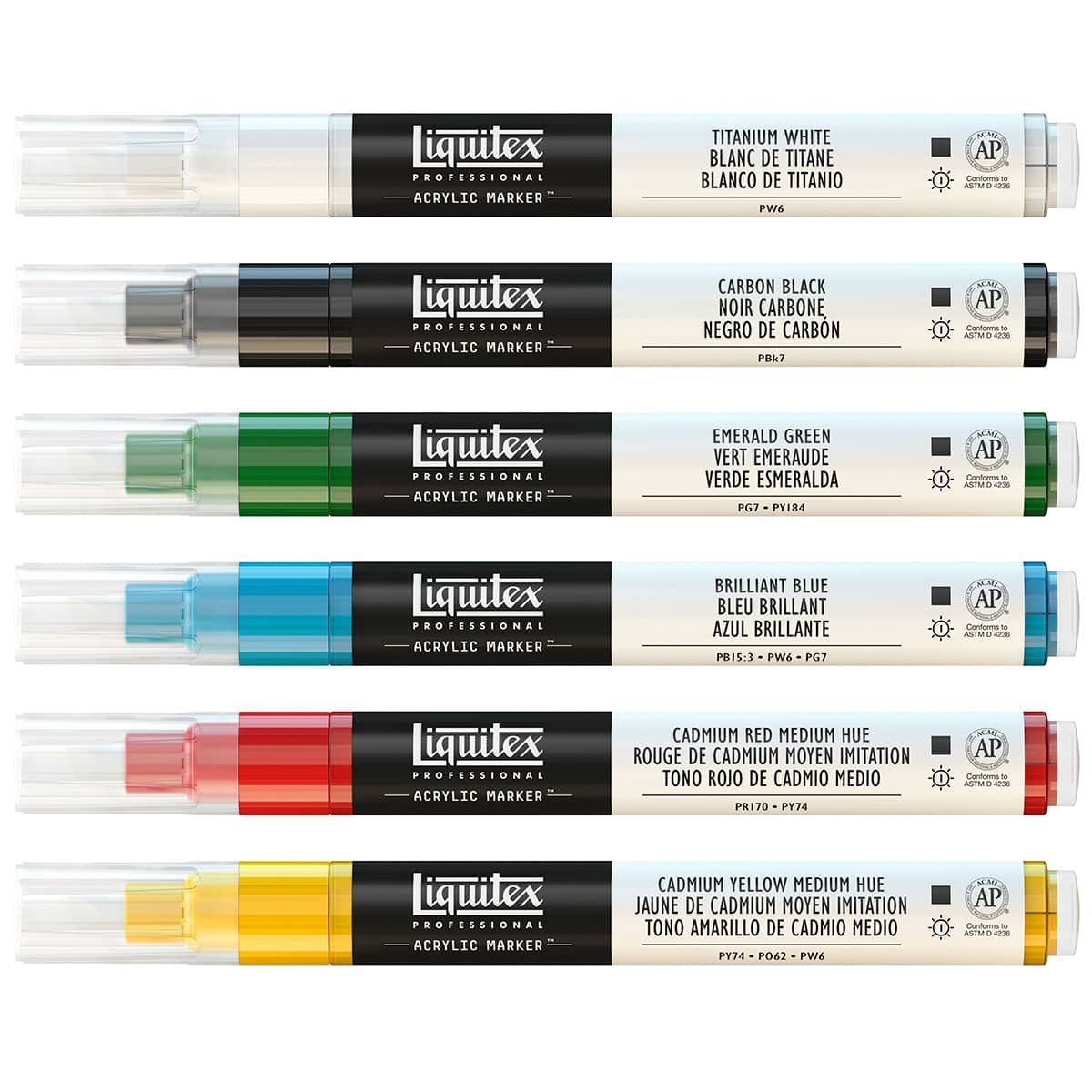 Liquitex Professional Paint Markers Fine Set of 6 - Classic Colors, 2mm ...