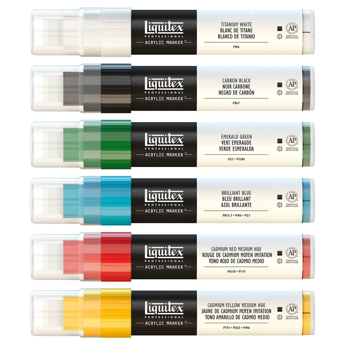 Liquitex Professional Paint Markers Wide Set of 6 - Classic Colors ...