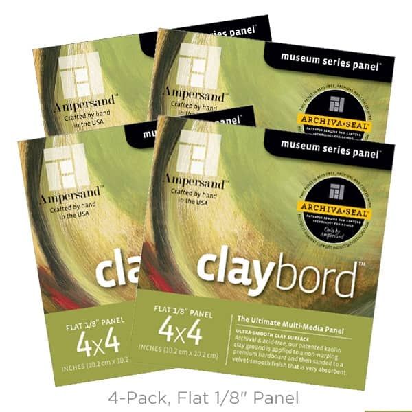 Ampersand Claybord Panel 1/8" - 4" x 4" (Pack of 4) | Jerry's Artarama