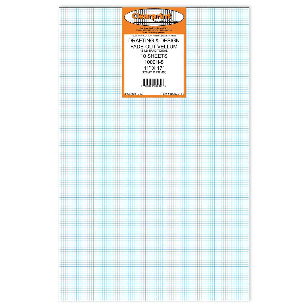 Clearprint 1000H Vellum Transparent 8" x 8" Grid Sheets 11 x 17 ...