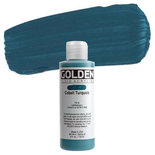 GOLDEN Fluid Acrylics Cobalt Turquoise 4 oz | Jerry's Artarama