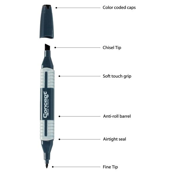 Concept Dual Tip Artist Marker #120 Black | Jerry's Artarama