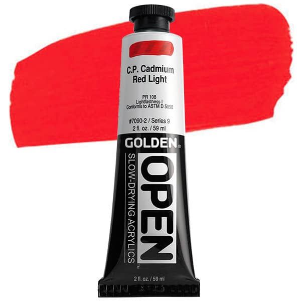 GOLDEN Open Acrylic Paints C.P. Cadmium Red Light 2 oz | Jerry's Artarama