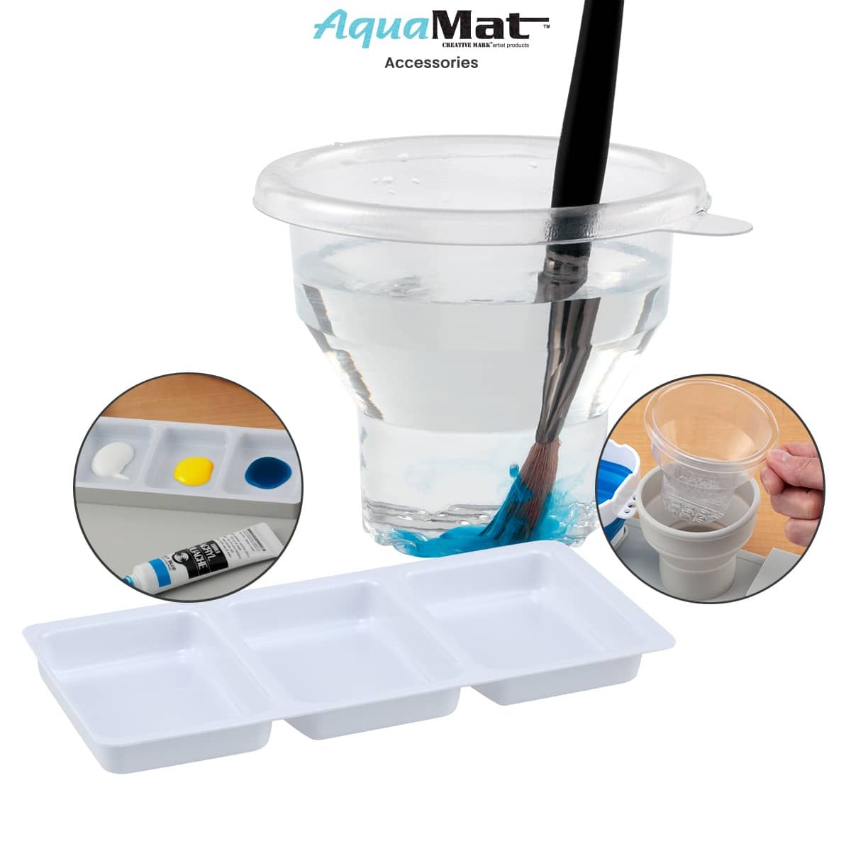 Creative Mark AquaMat + Water Cup Liner Pack of 5 & Palette Insert Pack ...