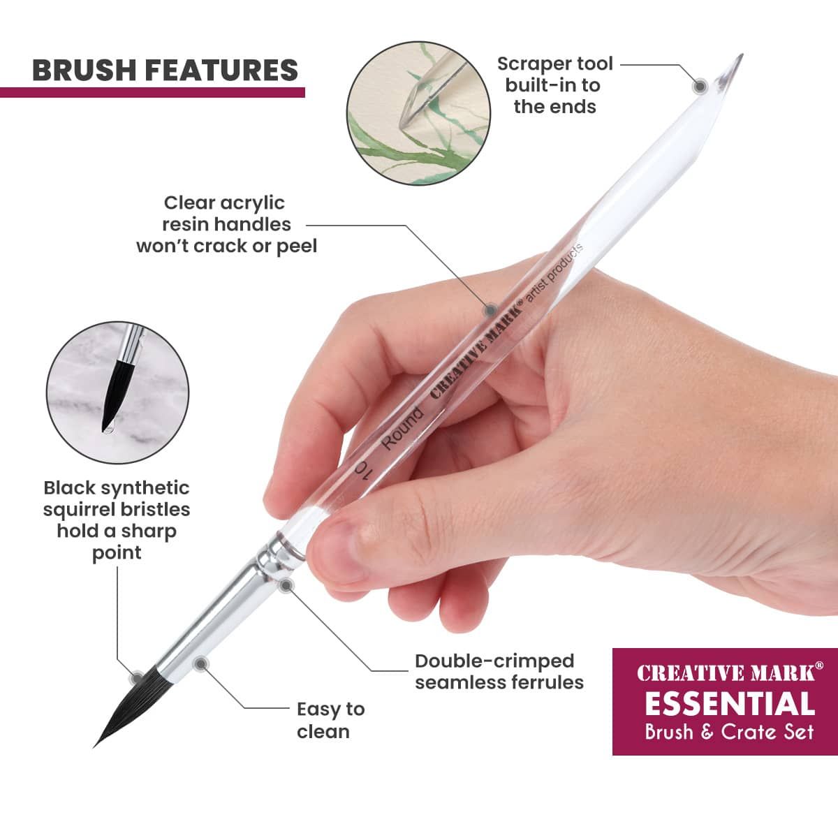 Creative Mark Essential Short Handle Brush and Crate Set of 18 | Jerry ...