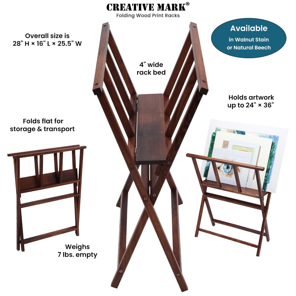 Creative Mark Folding Wood Print Rack, Walnut Stain Finish | Jerry's ...