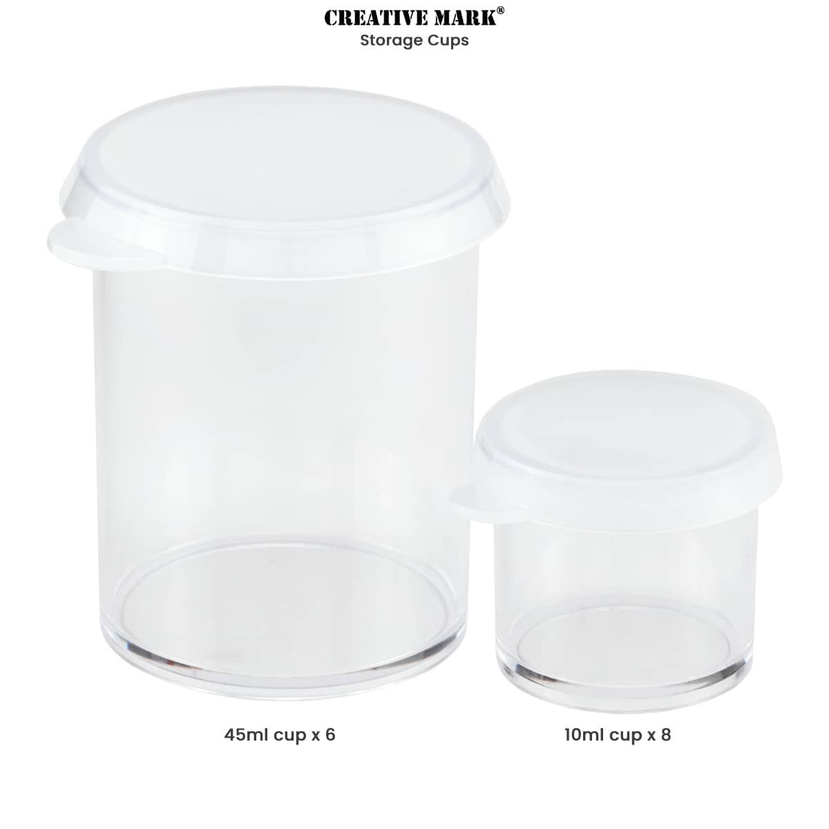 Creative Mark Plastic Storage Cups Mixed Size Pack of 14 (8x10ml/6x45ml ...