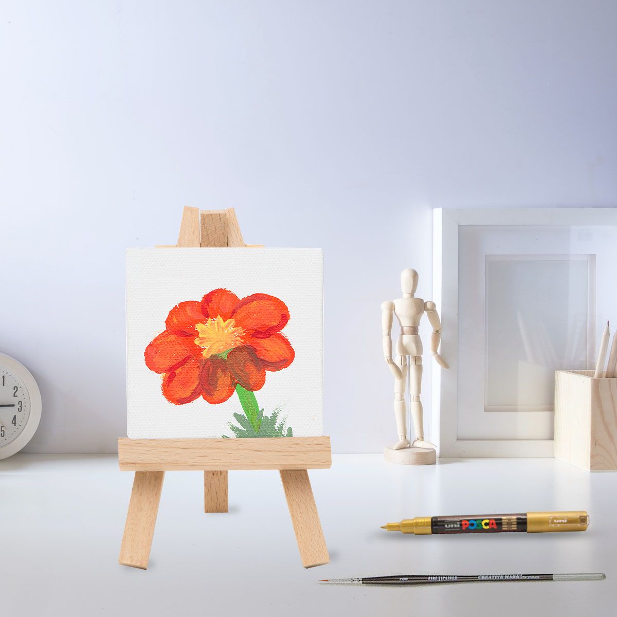 Box of 20 Ultra-Mini White Canvas 3x3" w/ Natural Easel Set | Jerry's ...