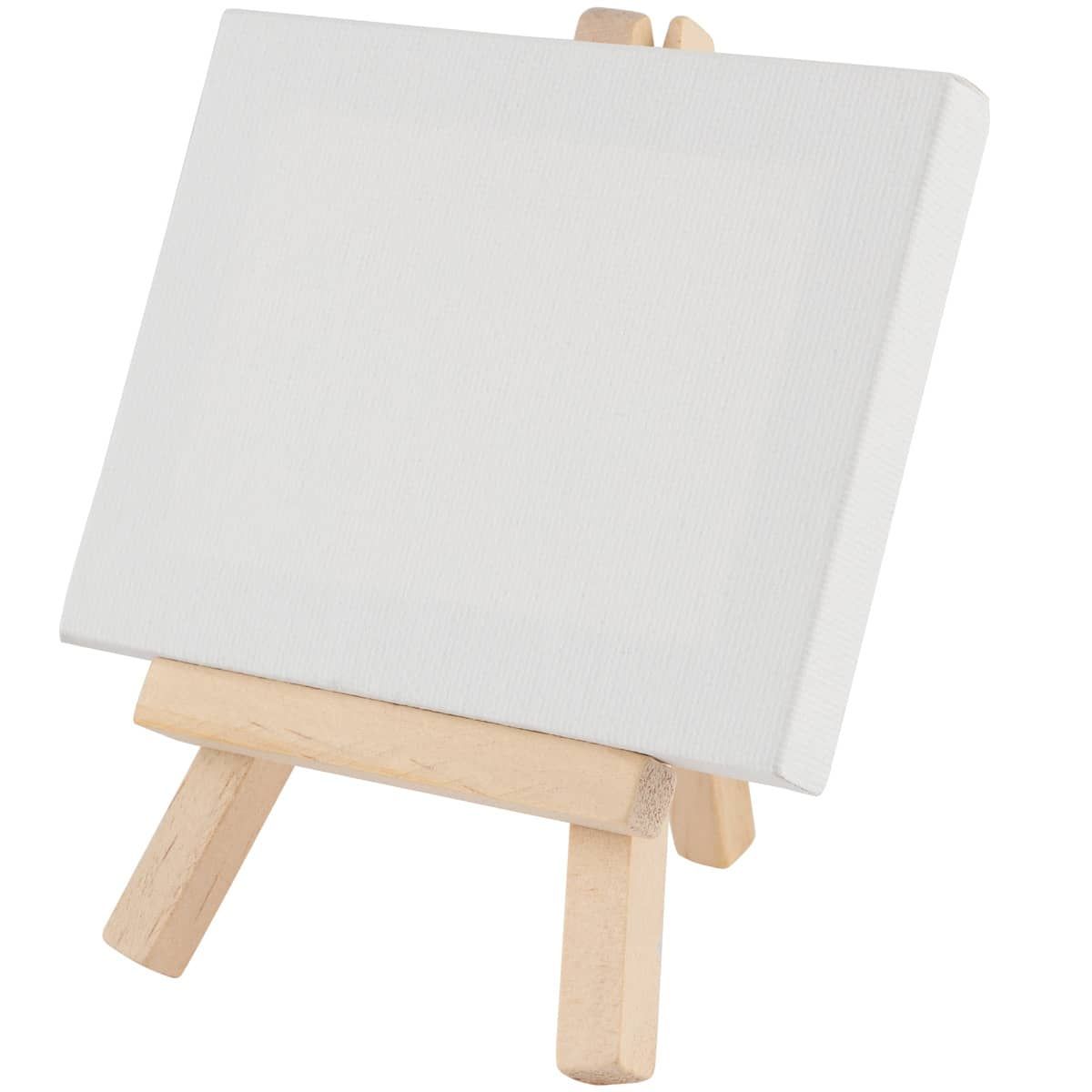 Box of 20 Ultra-Mini White Canvas 3x4" w/ Natural Easel Set | Jerry's ...