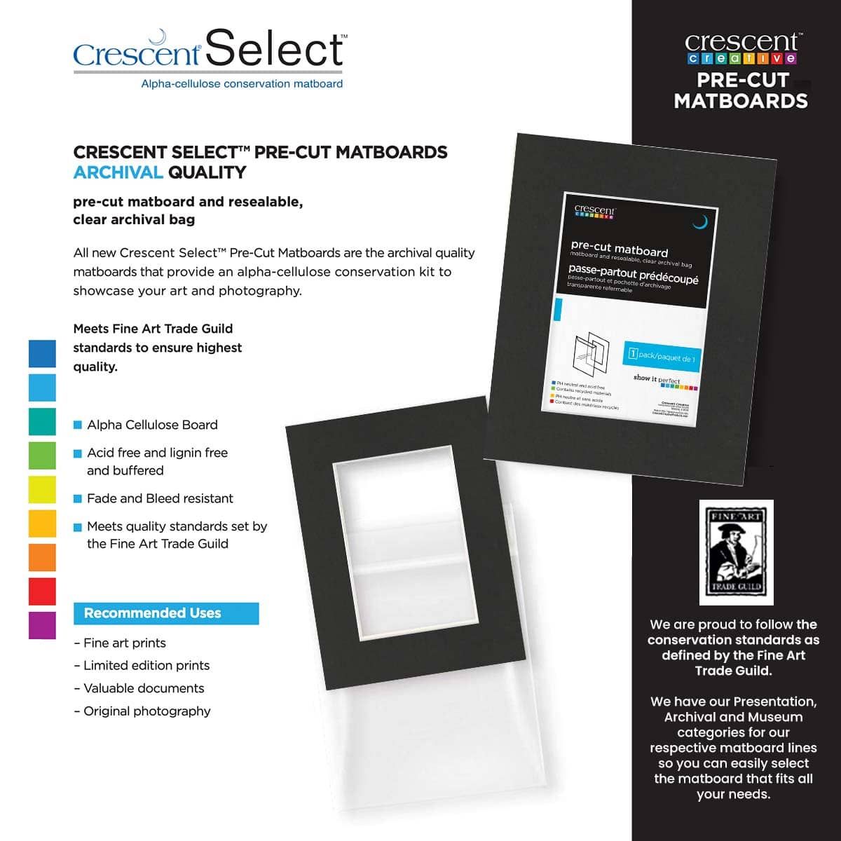 Crescent Select Pre-Cut Mat w/ Backing and Photo Bag - Black 16" x 20 ...