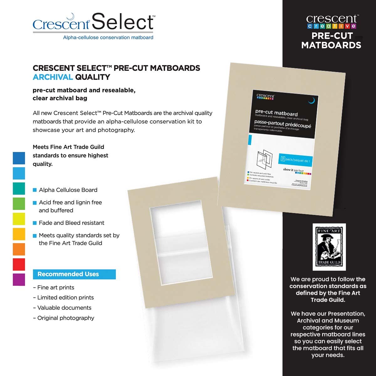Crescent Select Pre-Cut Mat w/ Backing and Photo Bag - Cream 16" x 20 ...