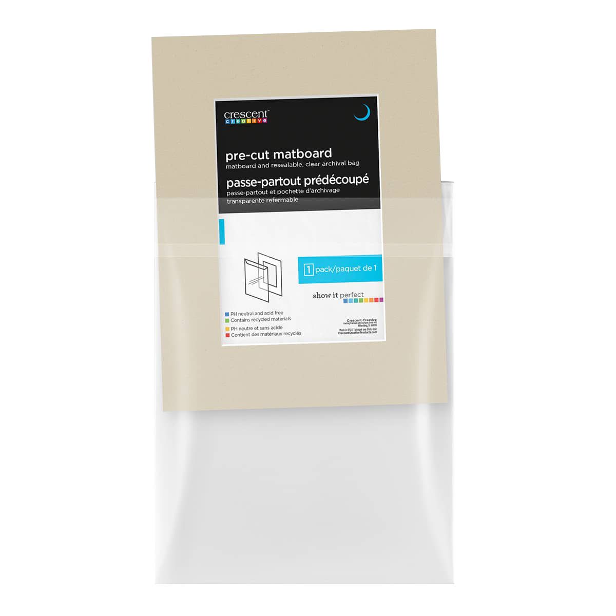 Crescent Select Pre-Cut Mat w/ Backing and Photo Bag - Cream 16" x 20 ...