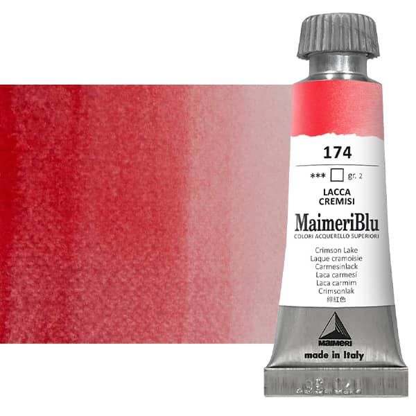 MaimeriBlu Watercolor - Crimson Lake, 12ml | Jerry's Artarama