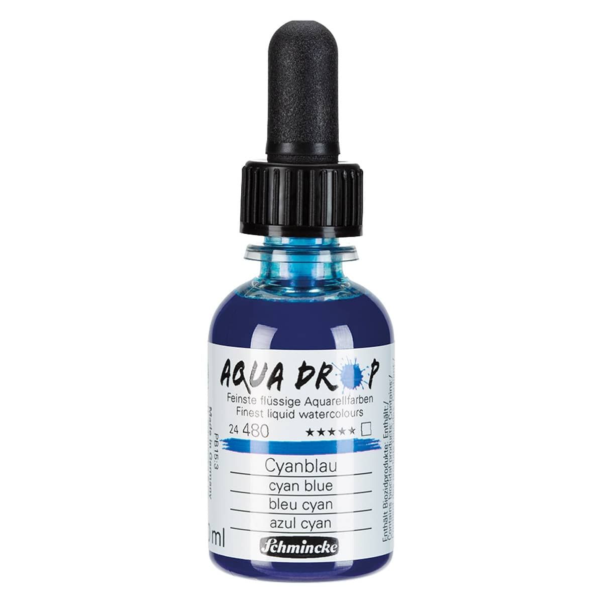Schmincke Aqua Drop Liquid Watercolor 30ml Cyan Blue | Jerry's Artarama