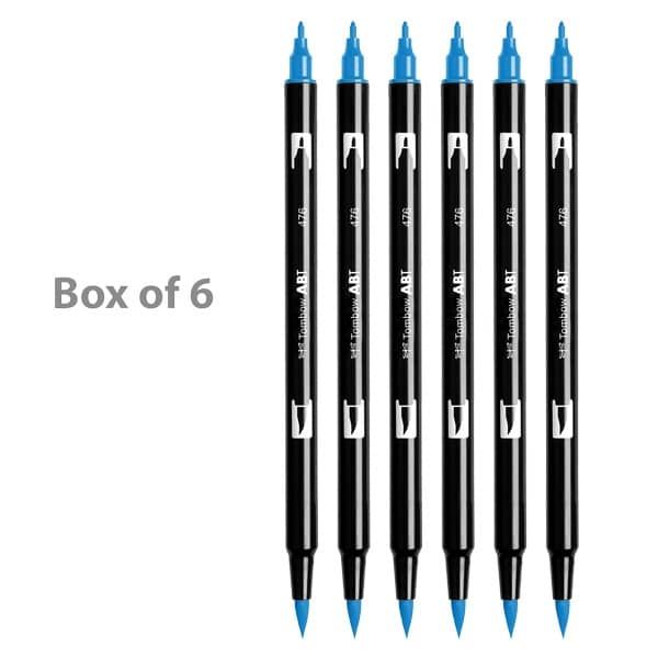 Tombow Dual Brush Pen No. 476 Cyan (Box of 6) | Jerry's Artarama