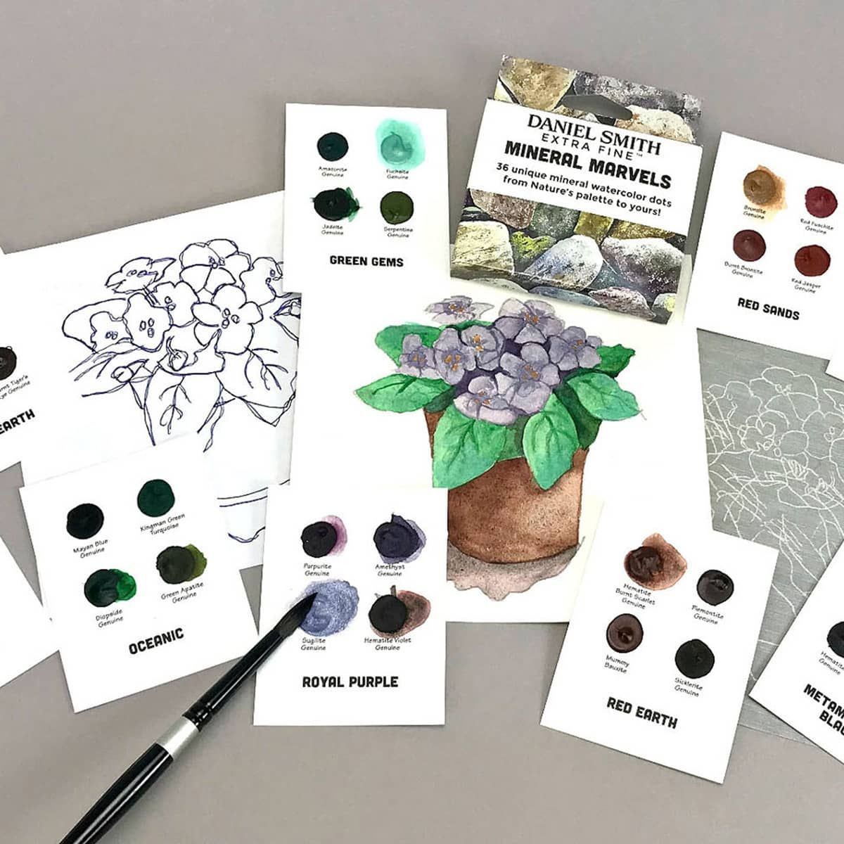 Daniel Smith Watercolor Mini Dot Card 36 Clear Mineral Marvel, 9 Card ...