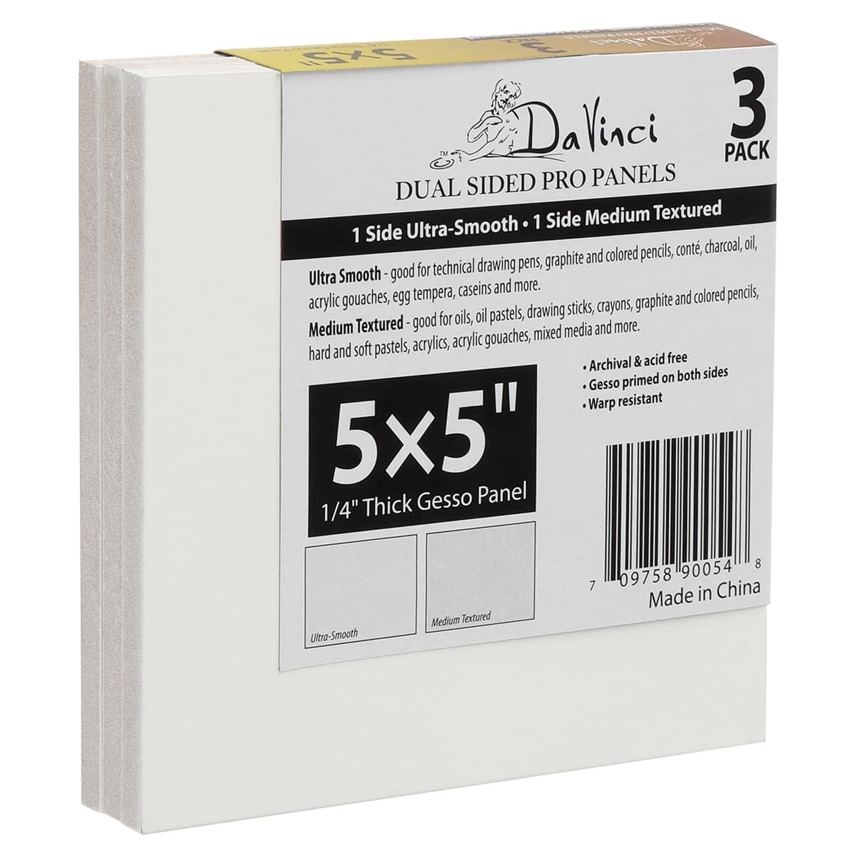 Da Vinci Dual Sided Pro Panel 5"x5", 6mm Deep (3-Pack) | Jerry's Artarama