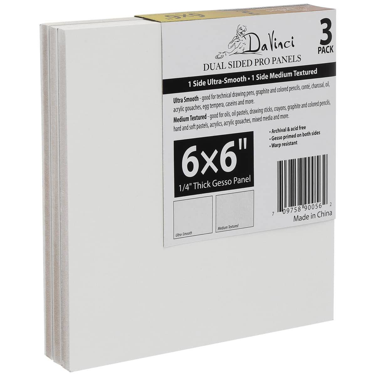 Da Vinci Dual Sided Pro Panel 6"x6", 6mm Deep (3-Pack) | Jerry's Artarama