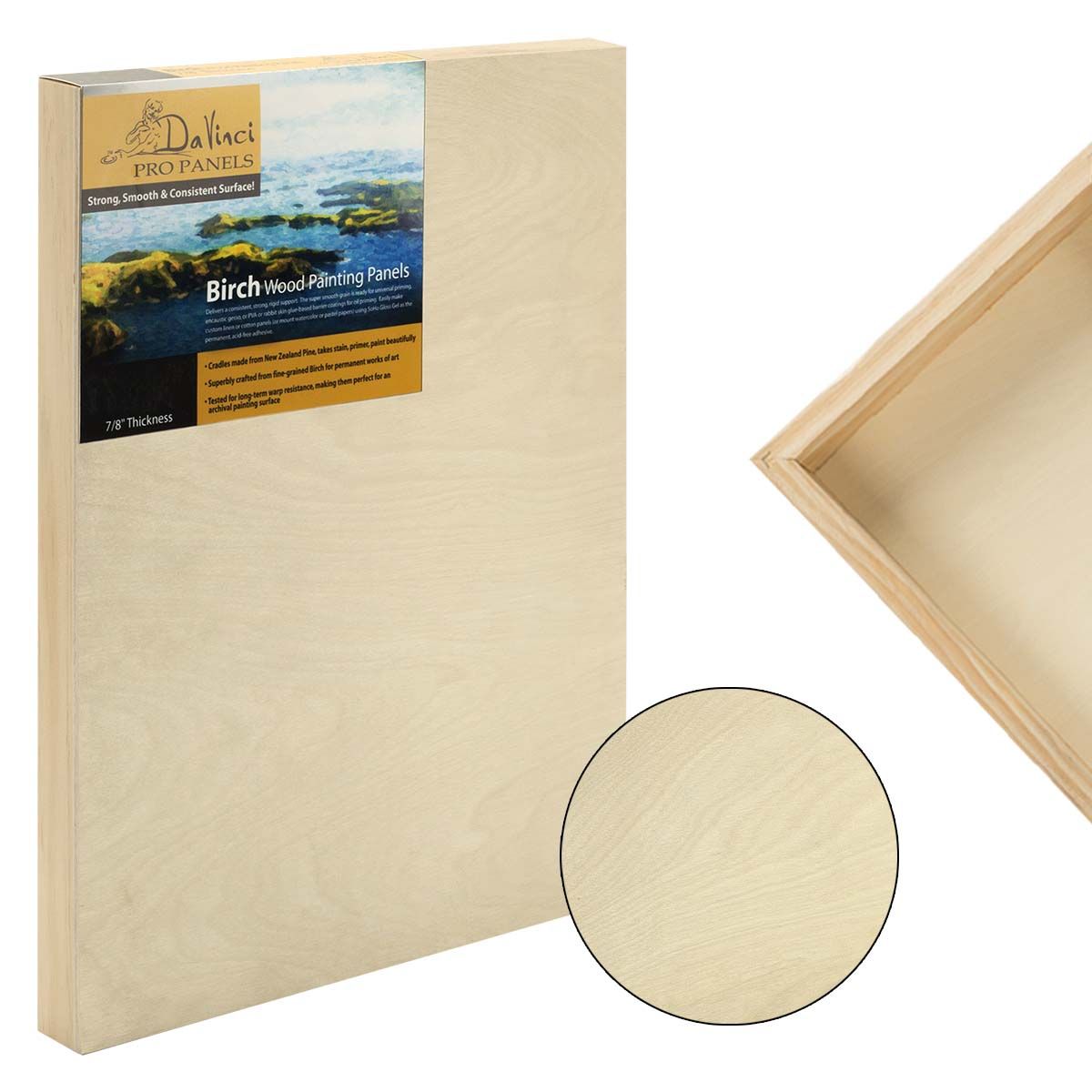 Da Vinci Pro Birch Wood Panel 4"x8", 7/8" Deep | Jerry's Artarama