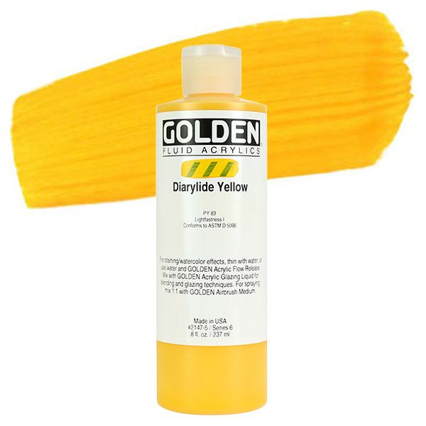 GOLDEN Fluid Acrylics Diarylide Yellow 8 oz | Jerry's Artarama
