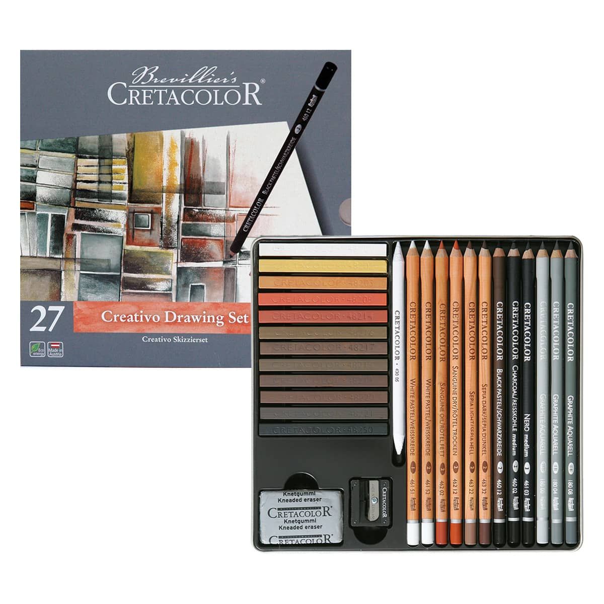 Cretacolor Creativo Drawing Tin Set of 27 | Jerry's Artarama