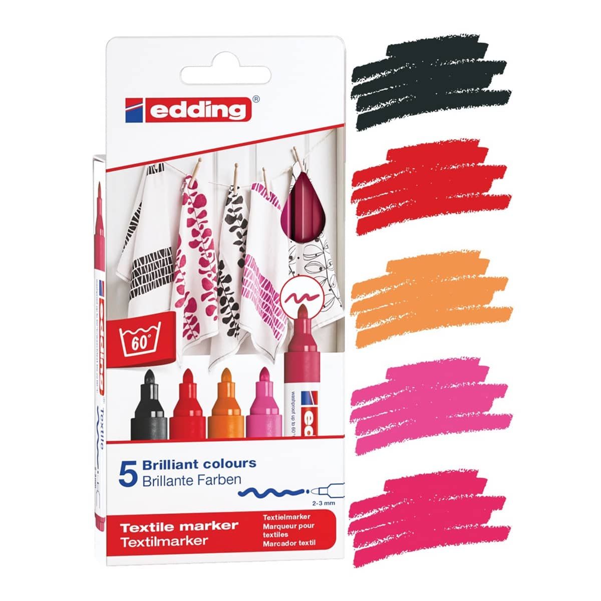 Textile Marker Pack of 5 - Warm Colors