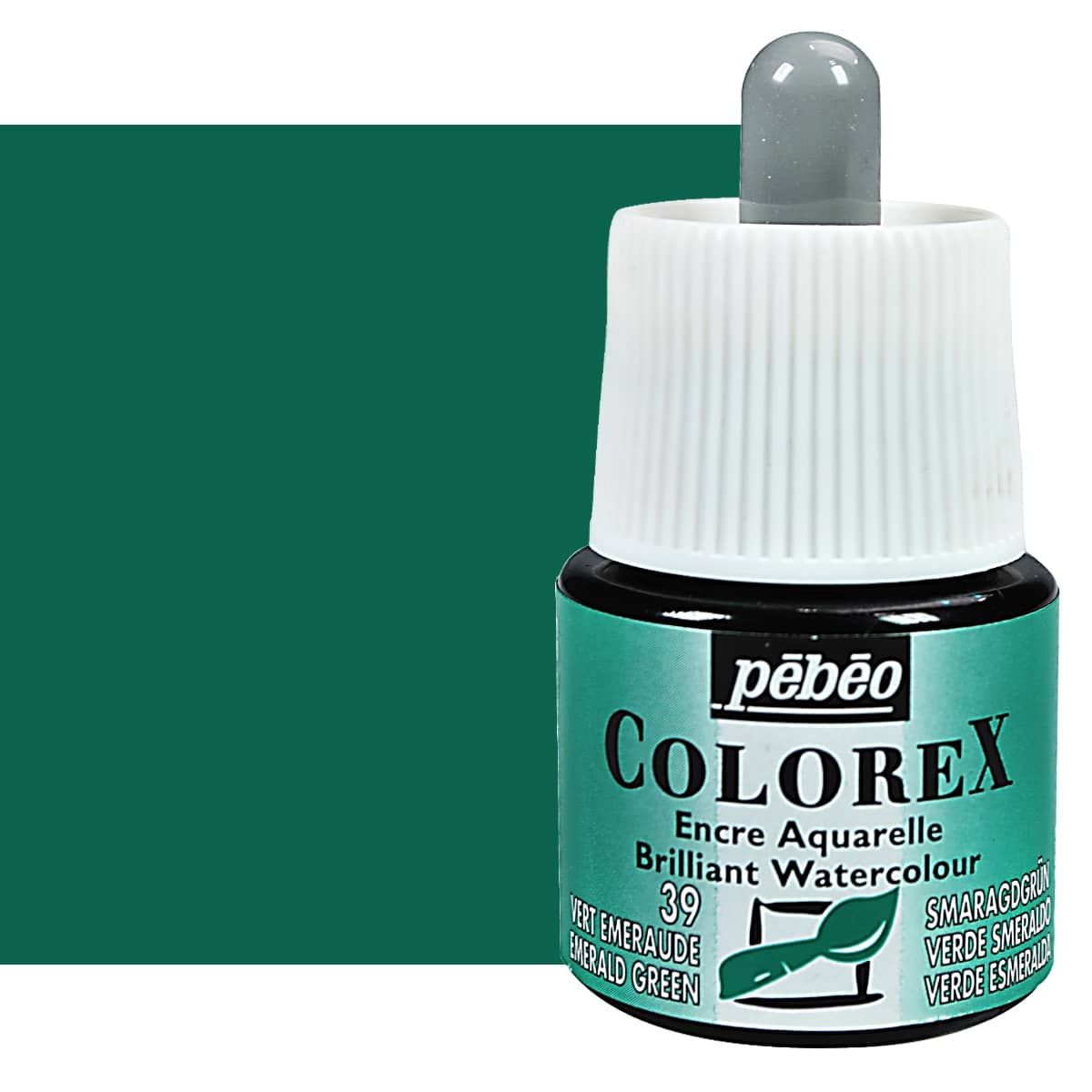 Pebeo Colorex Watercolor Ink Emerald Green, 45ml | Jerry's Artarama