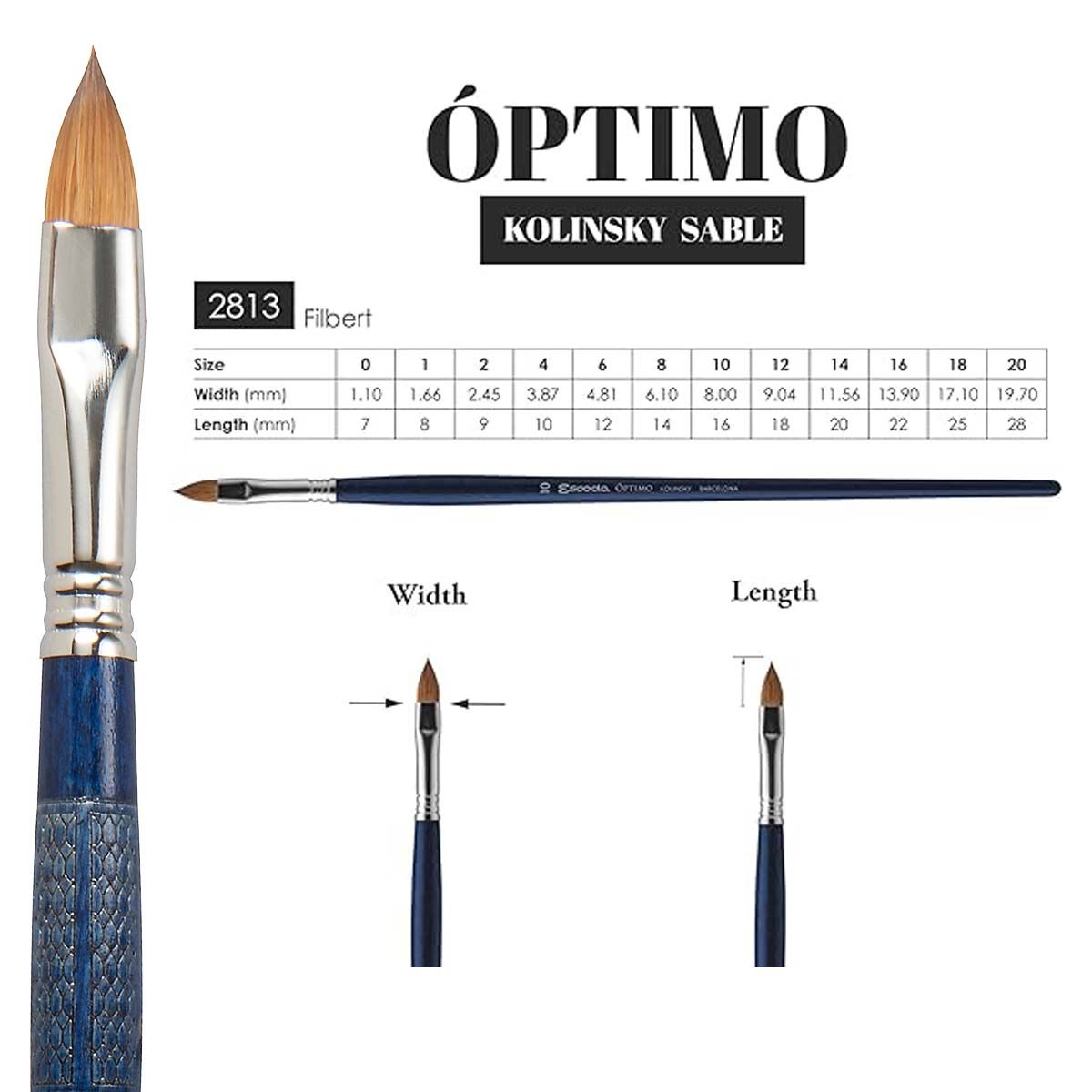 Escoda Finest Kolinsky Brush Series 2813 Filbert #16 | Jerry's Artarama