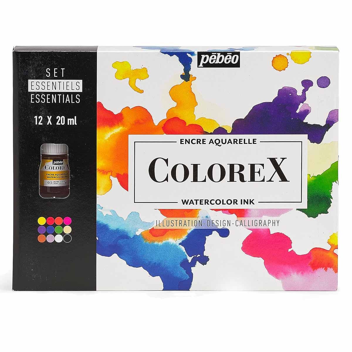 Pebeo Colorex Watercolor Ink Essentials Set of 12 Colors, 20ml | Jerry ...