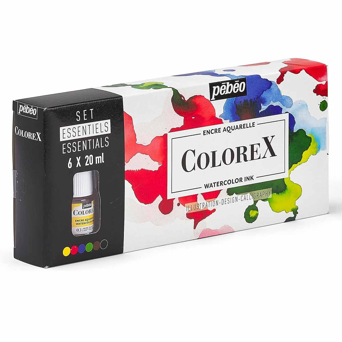 Pebeo Colorex Watercolor Ink Essentials Set of 6 Colors, 20ml | Jerry's ...