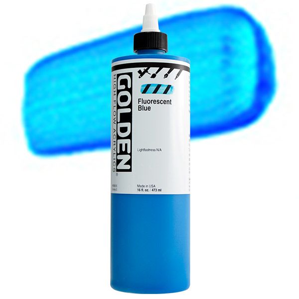 Fluorescent Blue, 16oz, GOLDEN High Flow Acrylic | Jerry's Artarama