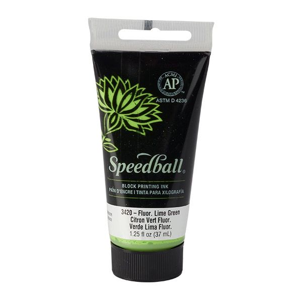 Fluorescent Lime Green 1.25oz Speedball Water Soluble Block Printing ...