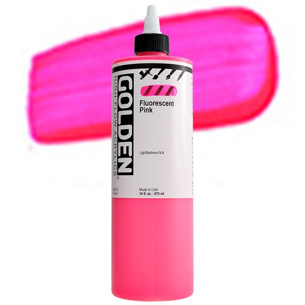 Fluorescent Pink, 16oz, GOLDEN High Flow Acrylic | Jerry's Artarama
