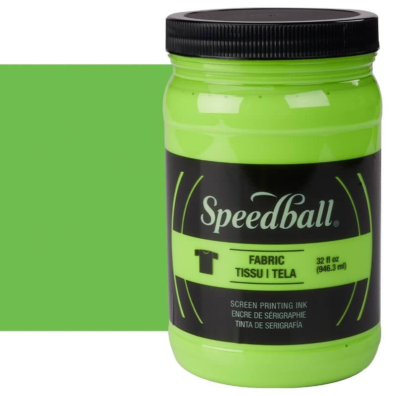 Speedball Fabric Screen Printing Ink 32 oz Jar - Fluorescent Lime Green ...