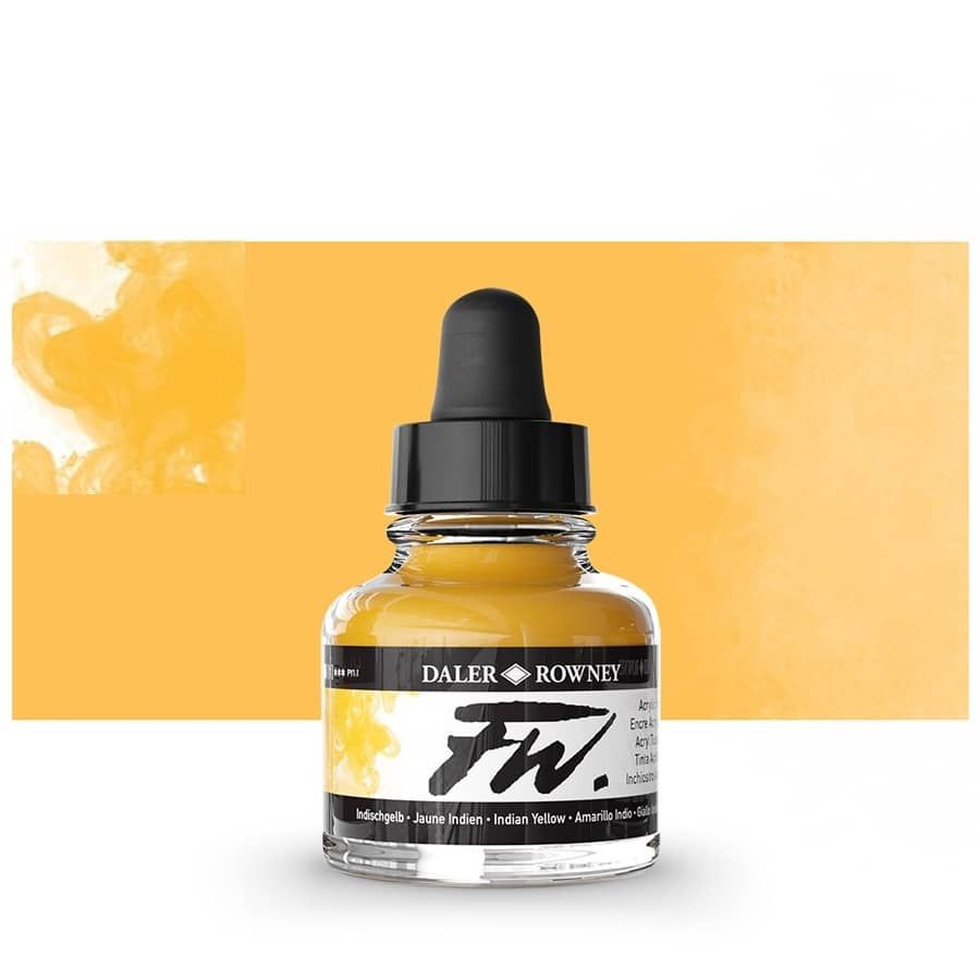 Daler-Rowney FW Acrylic Water-Resistant Artist Ink 1 oz Indian Yellow ...