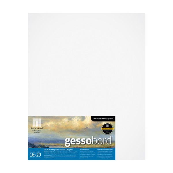 Ampersand Museum Series Gessobord Panels 2" Single Cradle 16" x 20 ...
