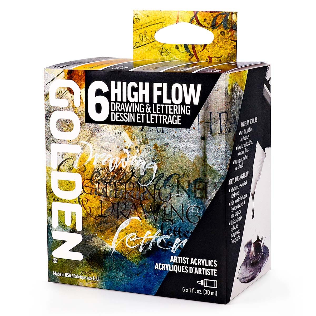 Golden High Flow Acrylic Drawing & Lettering Set of 6, 1oz (30ml ...
