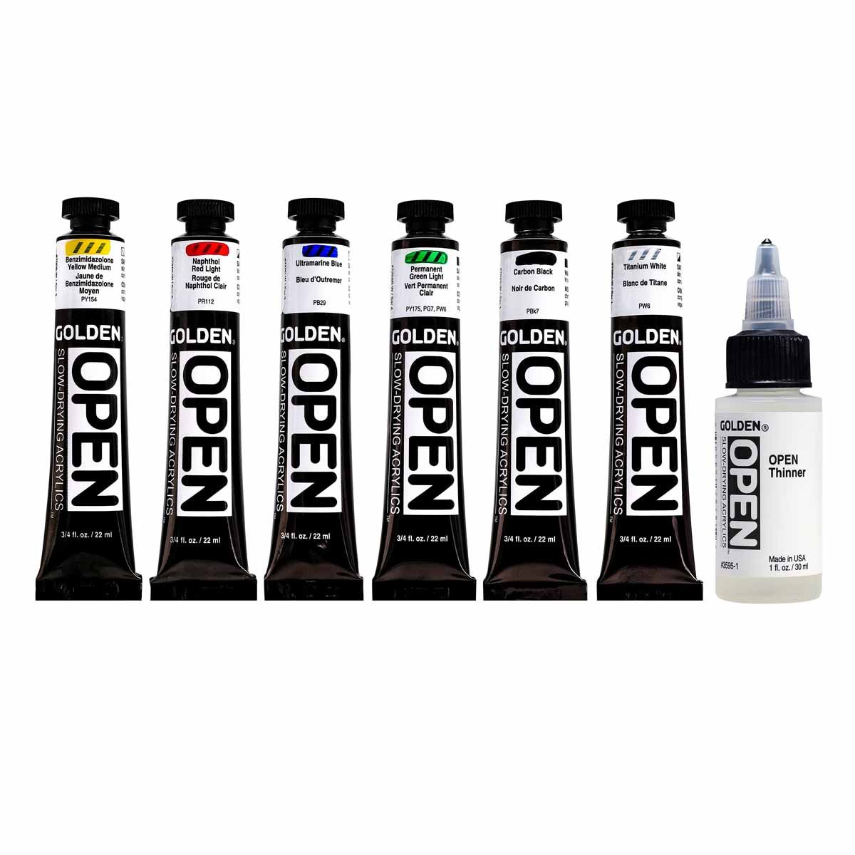 Golden Open Acrylic Introductory Set Of 6 22ml Tubes Thinner 1oz Golden Open Acrylic Introductory Set Of 6 22ml Tubes Thinner 1oz