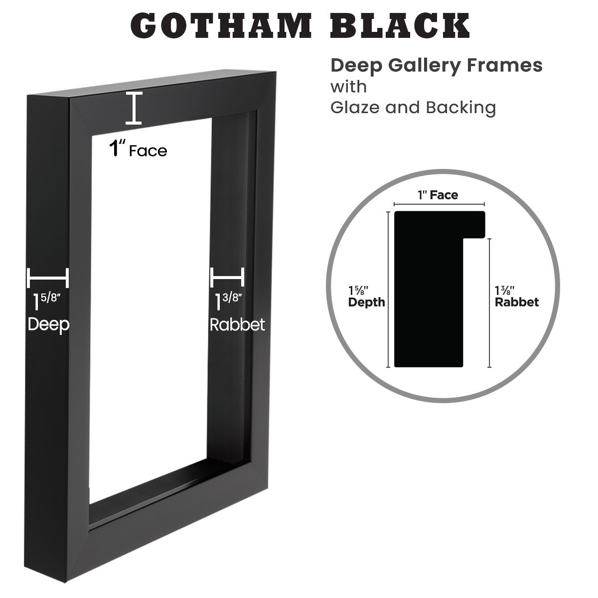 Gotham Black Deep Gallery Frames w/ Glazing & Backing | Jerry's Artarama