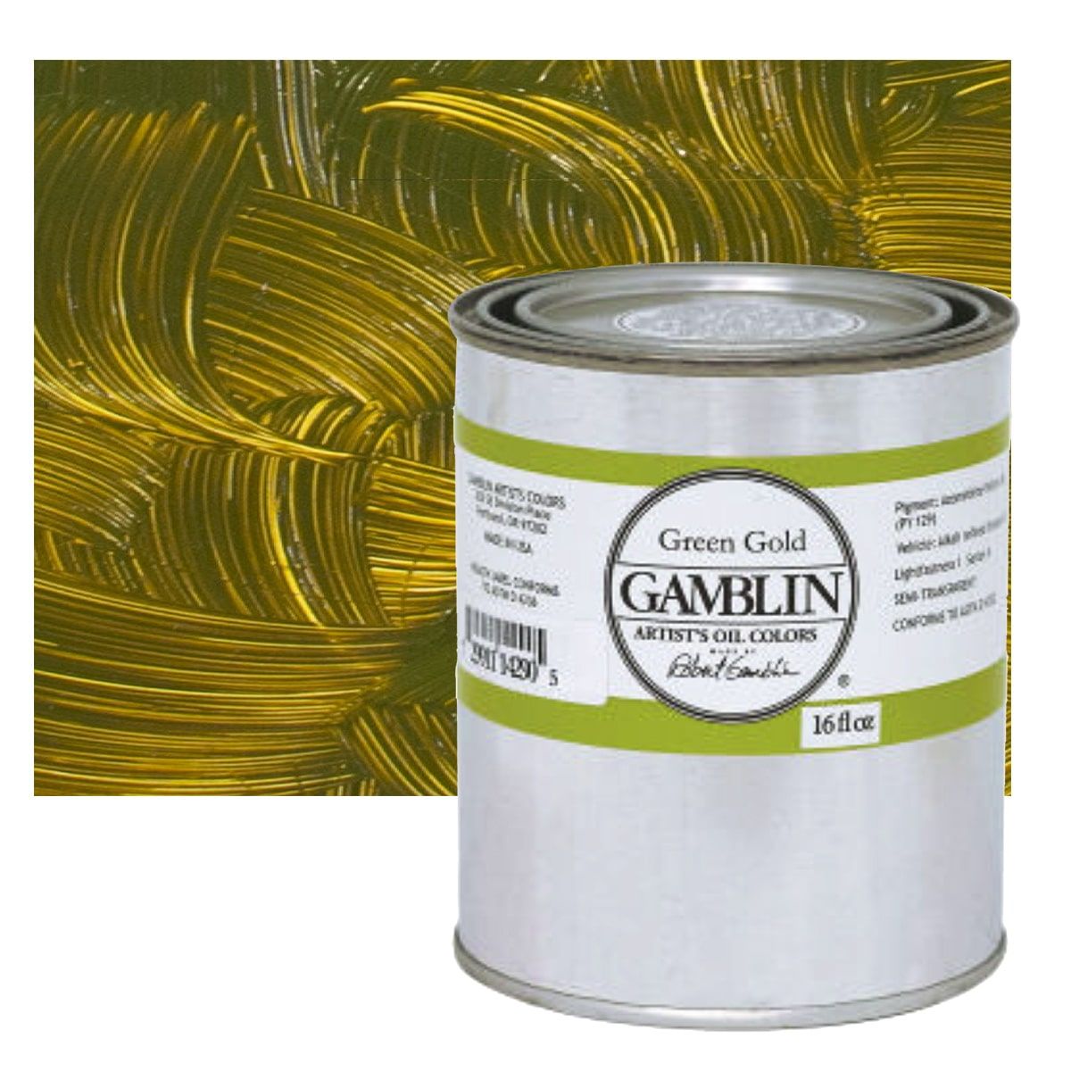 Gamblin Artists Oil - Green Gold, 16oz Can | Jerry's Artarama
