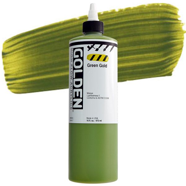 Green Gold, 16oz, GOLDEN High Flow Acrylic | Jerry's Artarama