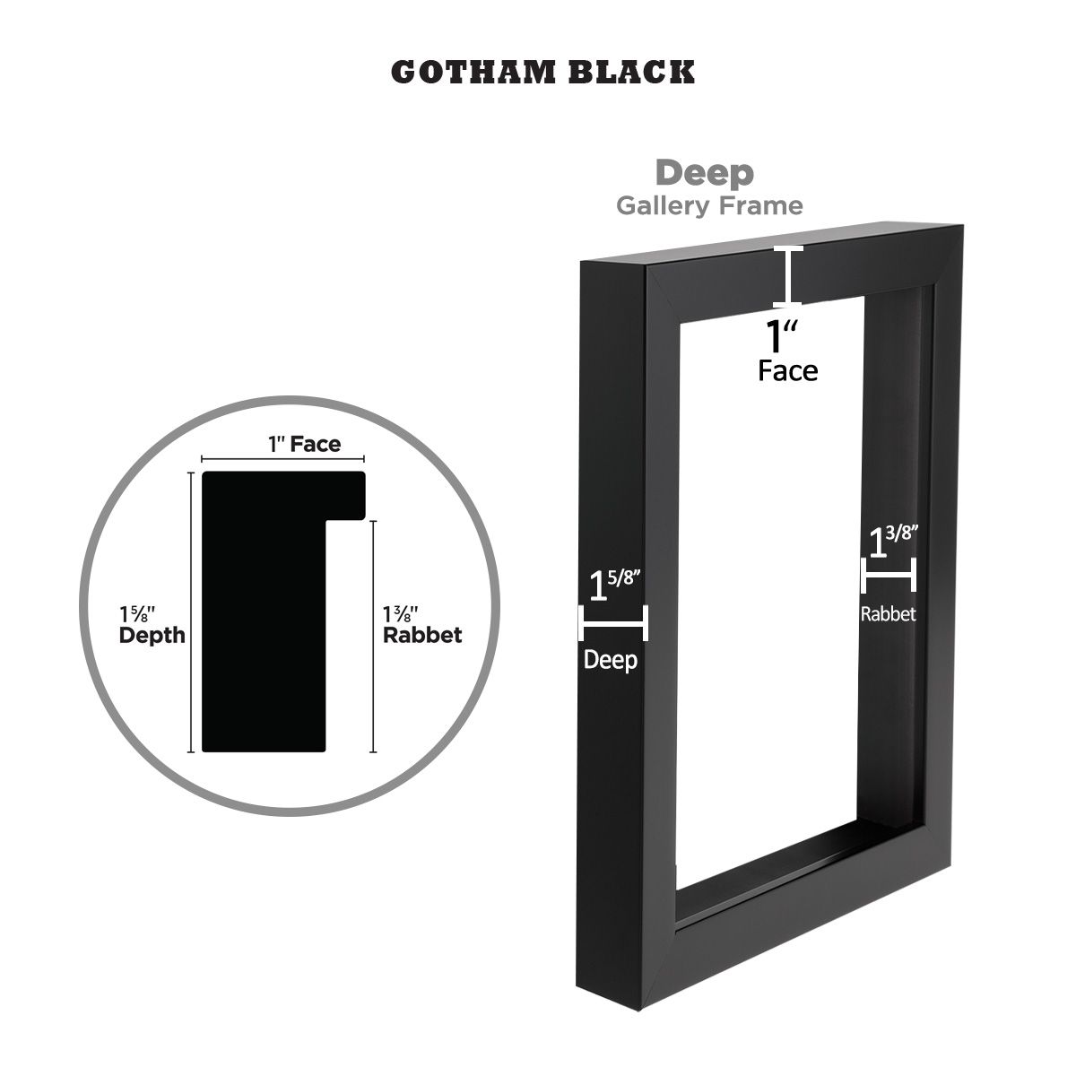 Gotham Black Deep Gallery Frame 12"x36" (Box of 3) | Jerry's Artarama
