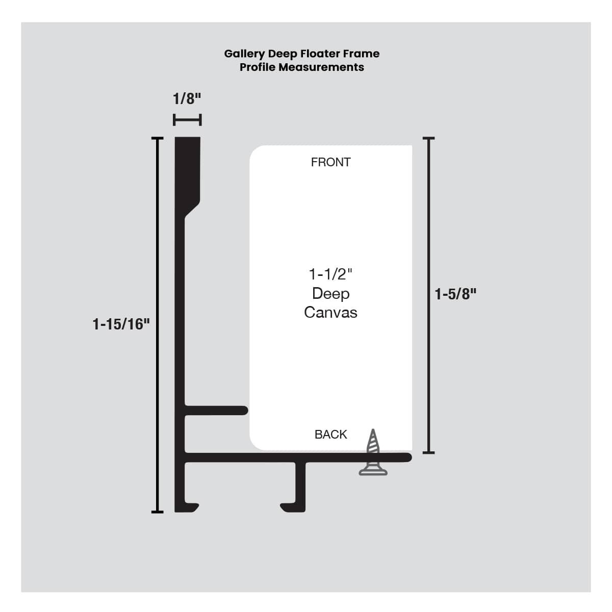 Illusions Aluminum Floater Frame, 16" x 20" Silver - 1-5/8" Deep ...