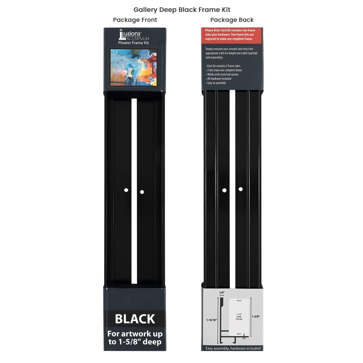 Illusions Aluminum Frame Kit Pair, 14" Black - Gallery 1-5/8" Deep ...