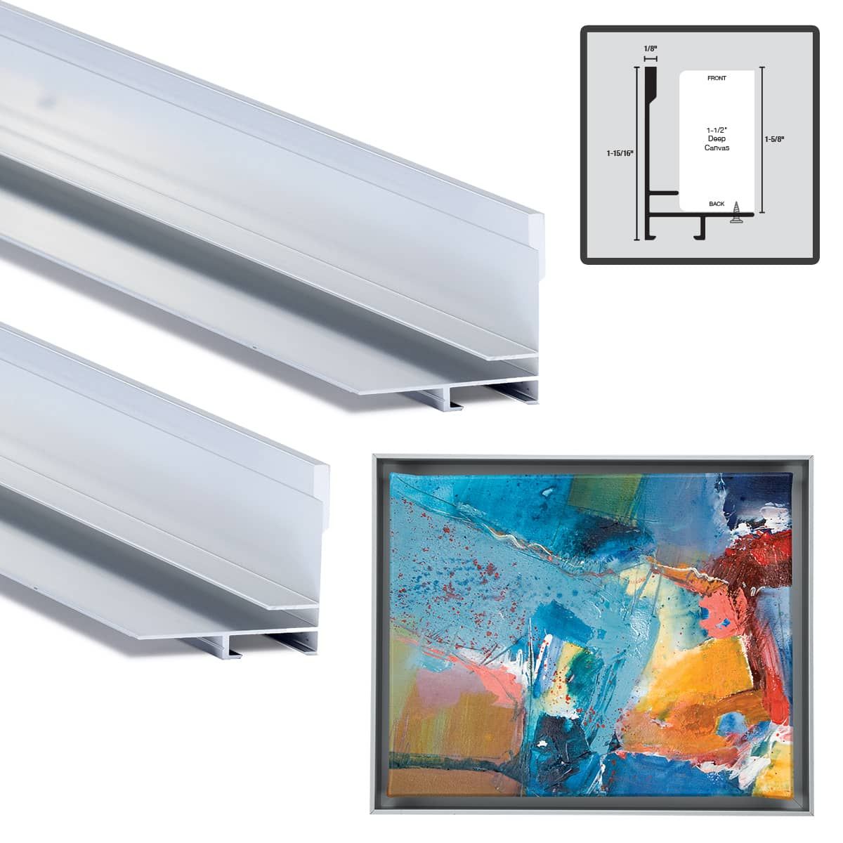 Illusions Aluminum Frame Kit Pair, 9" Silver - Gallery 1-5/8" Deep ...