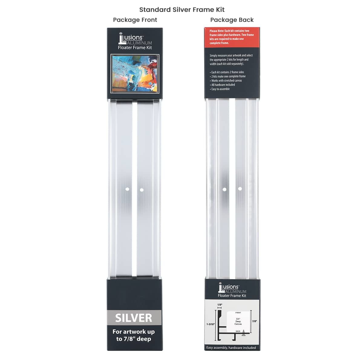 Illusions Aluminum Frame Kit Pair, 20" Silver - Standard 7/8" Deep ...