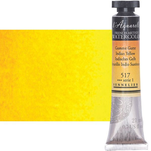 Sennelier l'Aquarelle Artists Watercolor - Indian Yellow, 21ml Tube ...