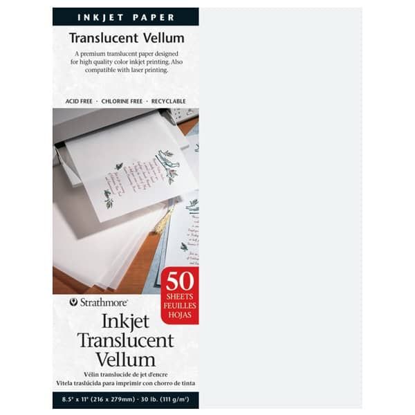 Strathmore Inkjet Transluscent Vellum 50 Pack 8 5x11 Jerrys Artarama